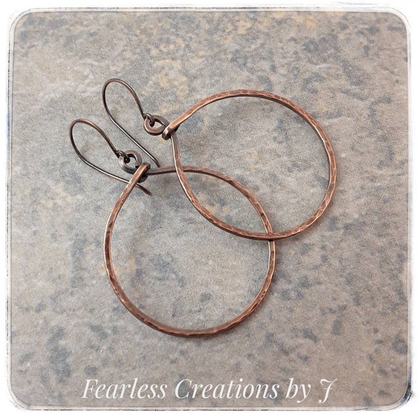 Copper Hoop Earrings - Etsy