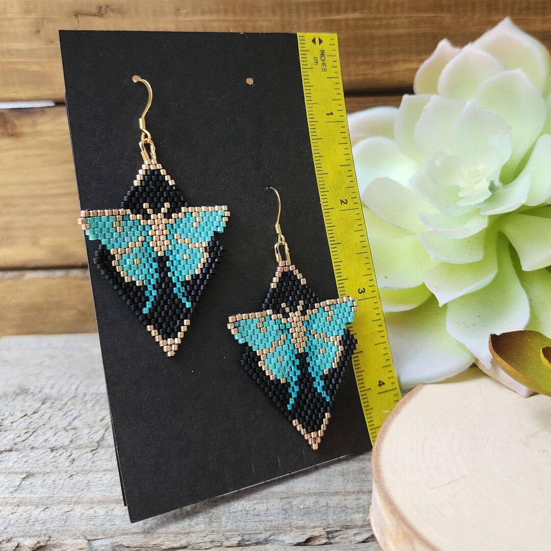 Beaded Luna Moth Earrings: Miyuki Delica Beads, 18k Gold Filled Wires ...