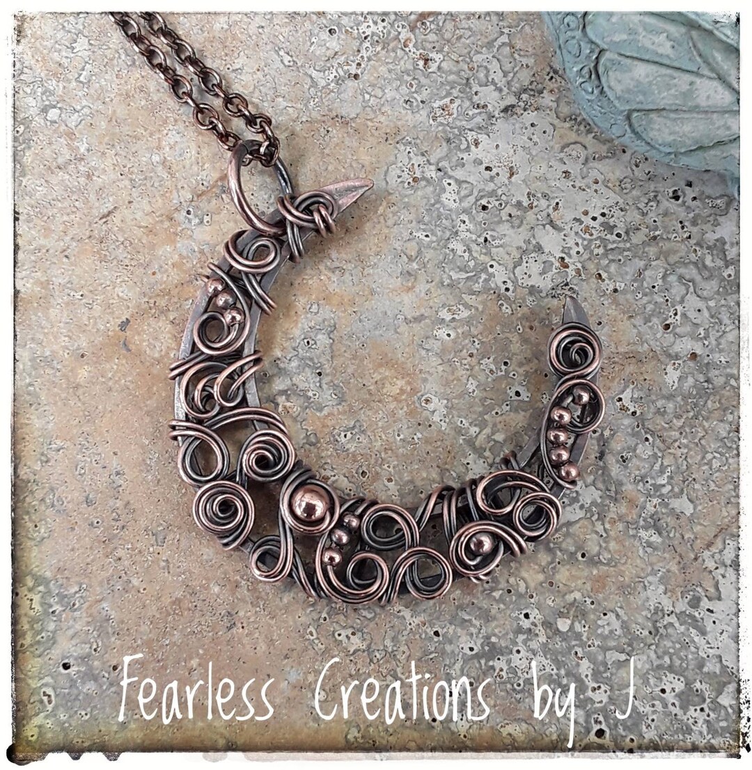 Crescent Moon Pendant - Moon Phases - Moon Pendant With Solid Copper ...
