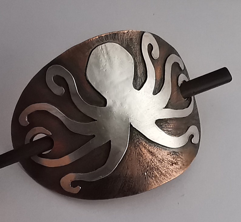 Sterling Silver and Copper Octopus Hair Slide Barette - Etsy
