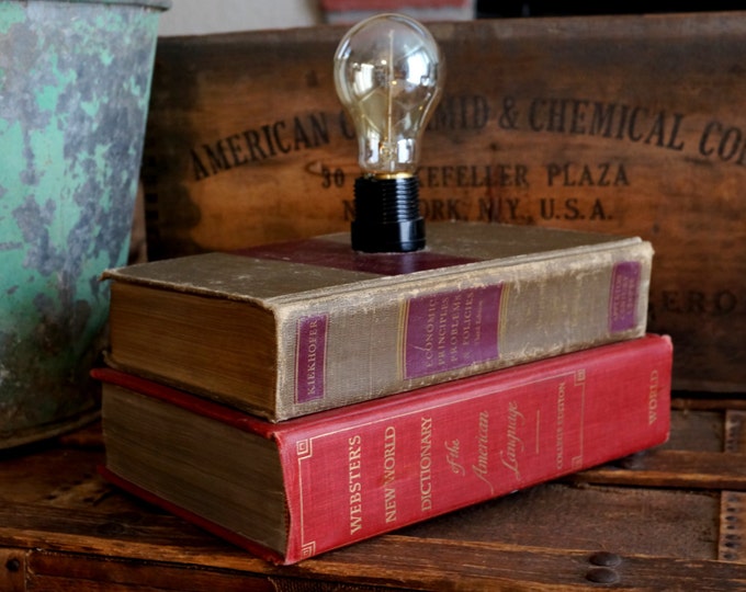 Book Table Lamp Upcycled Stacked Book Lamp Industrial Chic - Etsy