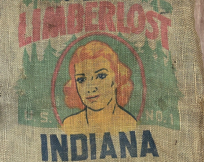 Limberlost Indiana Washed Potatoes, Vintage 1940's Burlap Bag, Vintage ...
