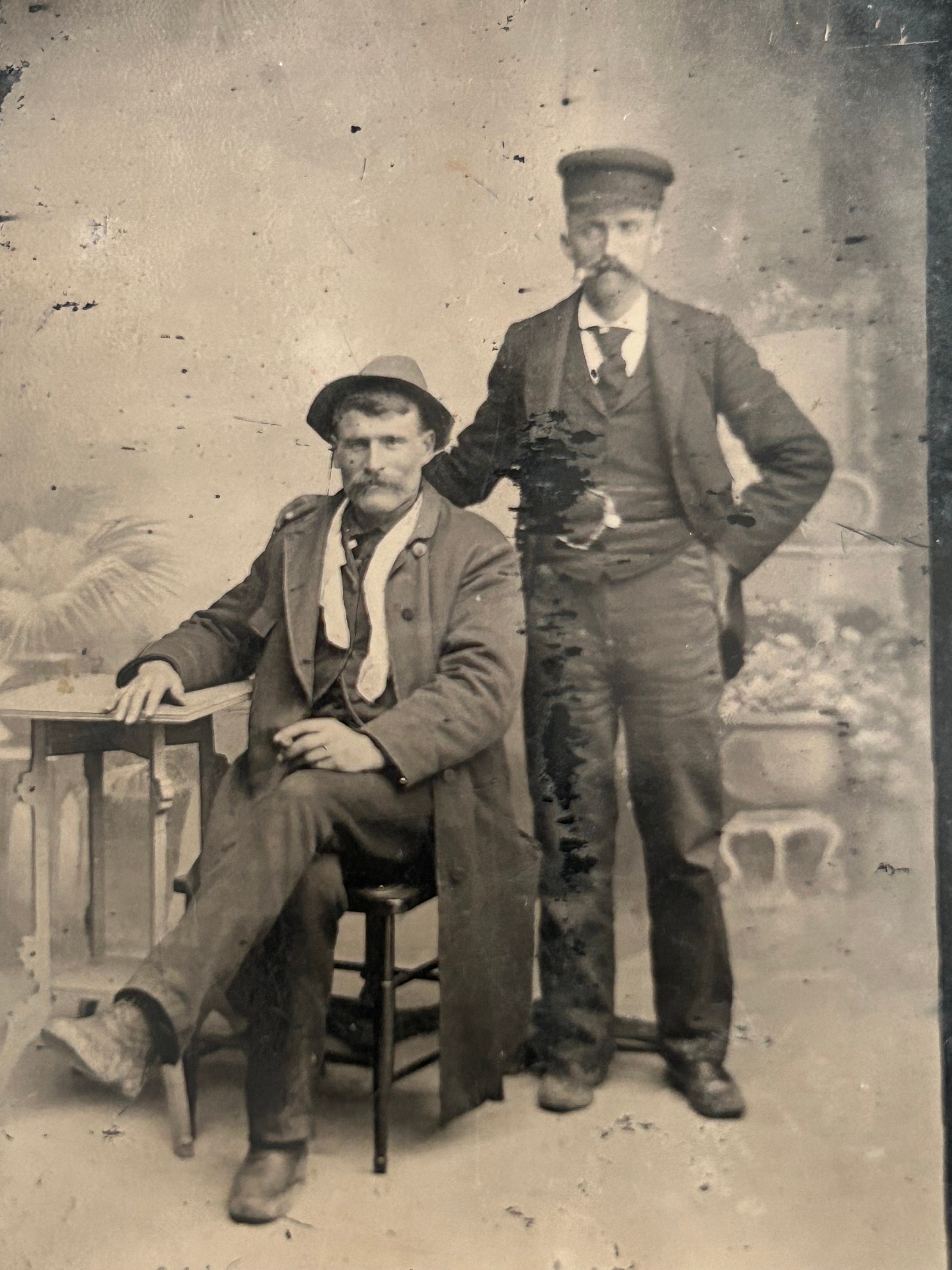 Antique Tintype Photograph: Train Conductor and Friend, Victorian ...