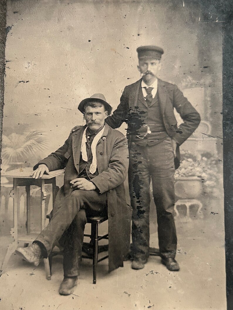 Antique Tintype Photograph: Train Conductor and Friend, Victorian ...