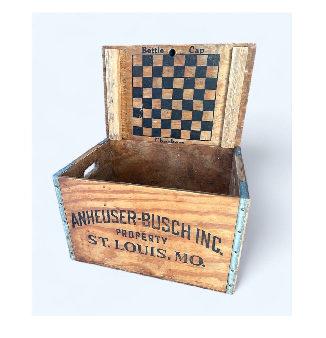 Anheuser-busch Wooden Beer Crate, Custom Checker Board, Vintage ...