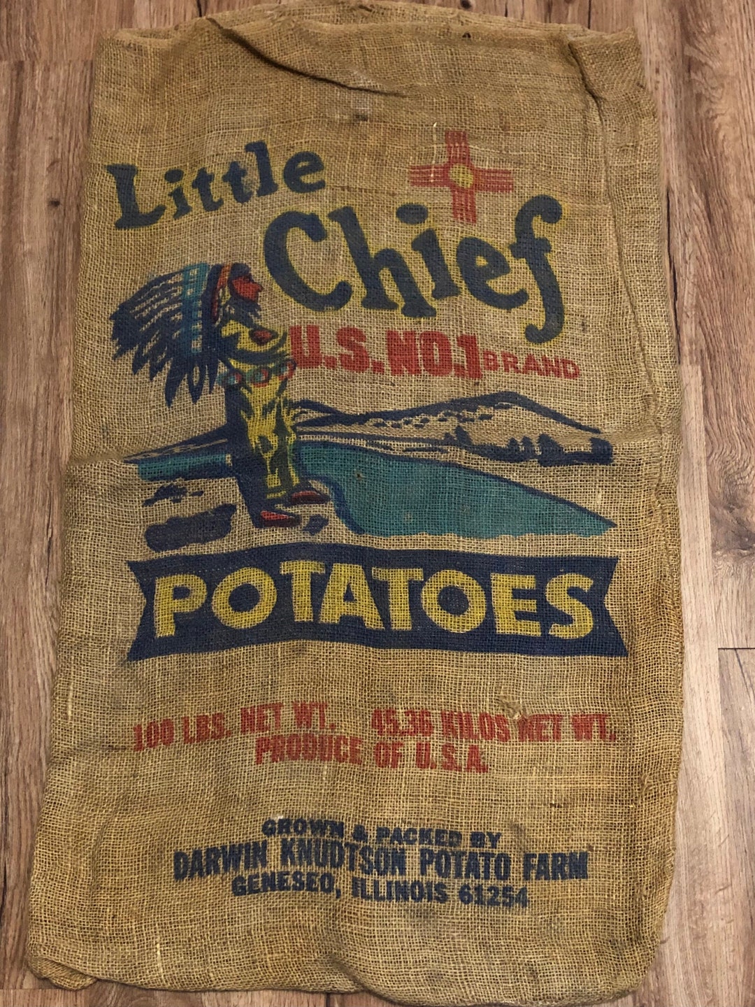 Little Chief Brand Potato Sack, Native American Potato Sack, Genesco ...
