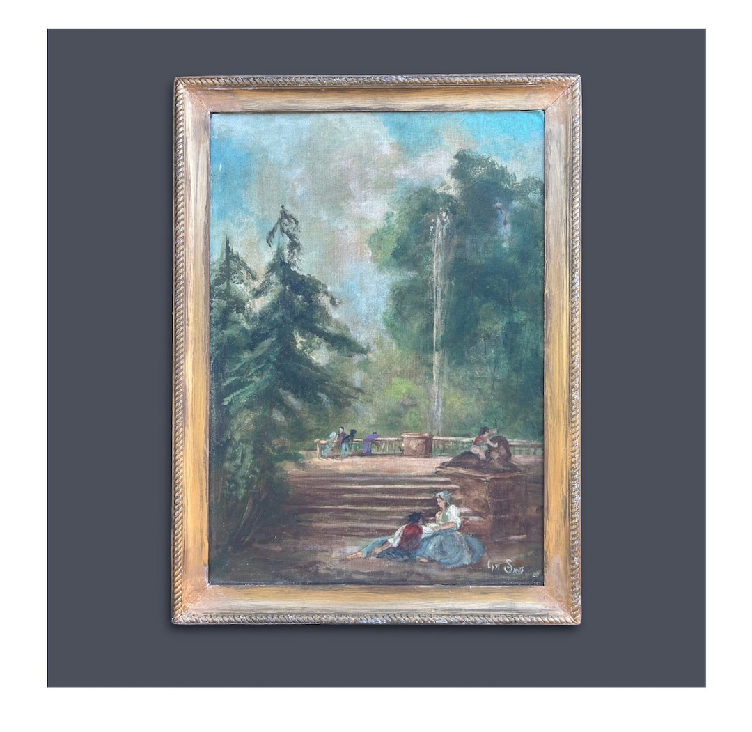 Vintage French Landscape Painting, Large Bucolic Landscape, Original ...