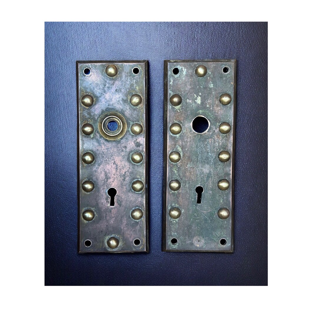 Matching Pair of Original Antique Door Backplates With Faux Brass ...