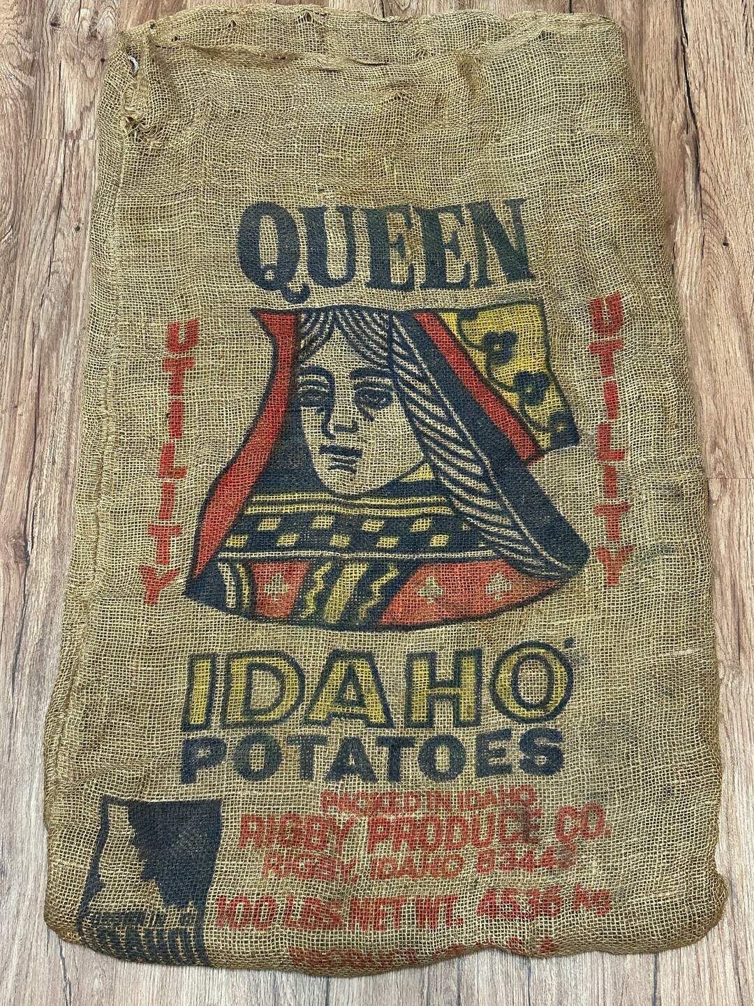 Queen Brand Potato Sack, Alice in Wonderland, Vintage Burlap Bag ...