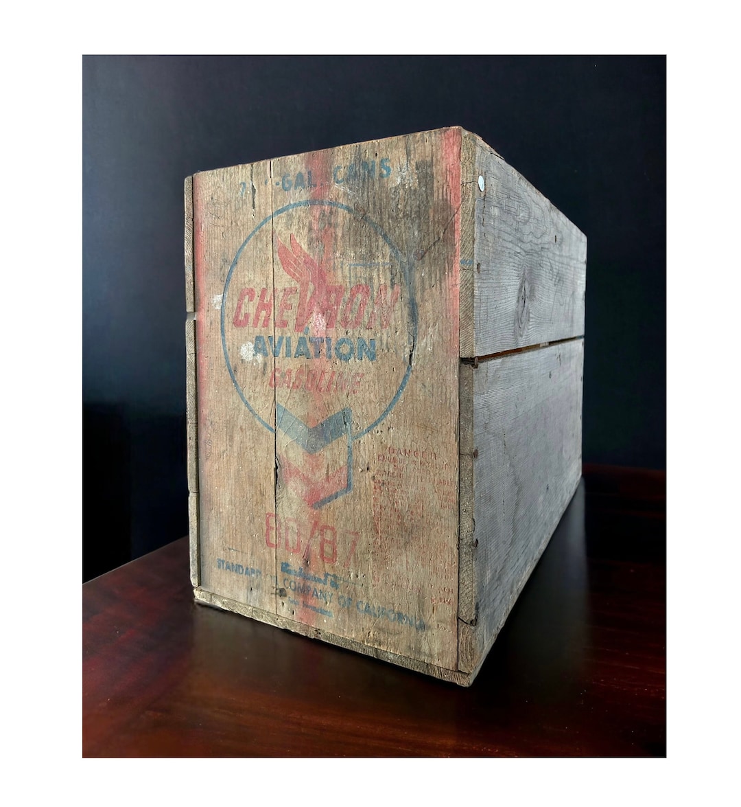 Vintage Chevron Aviation Gasoline Fuel Wooden Crate Standard Oil Co ...