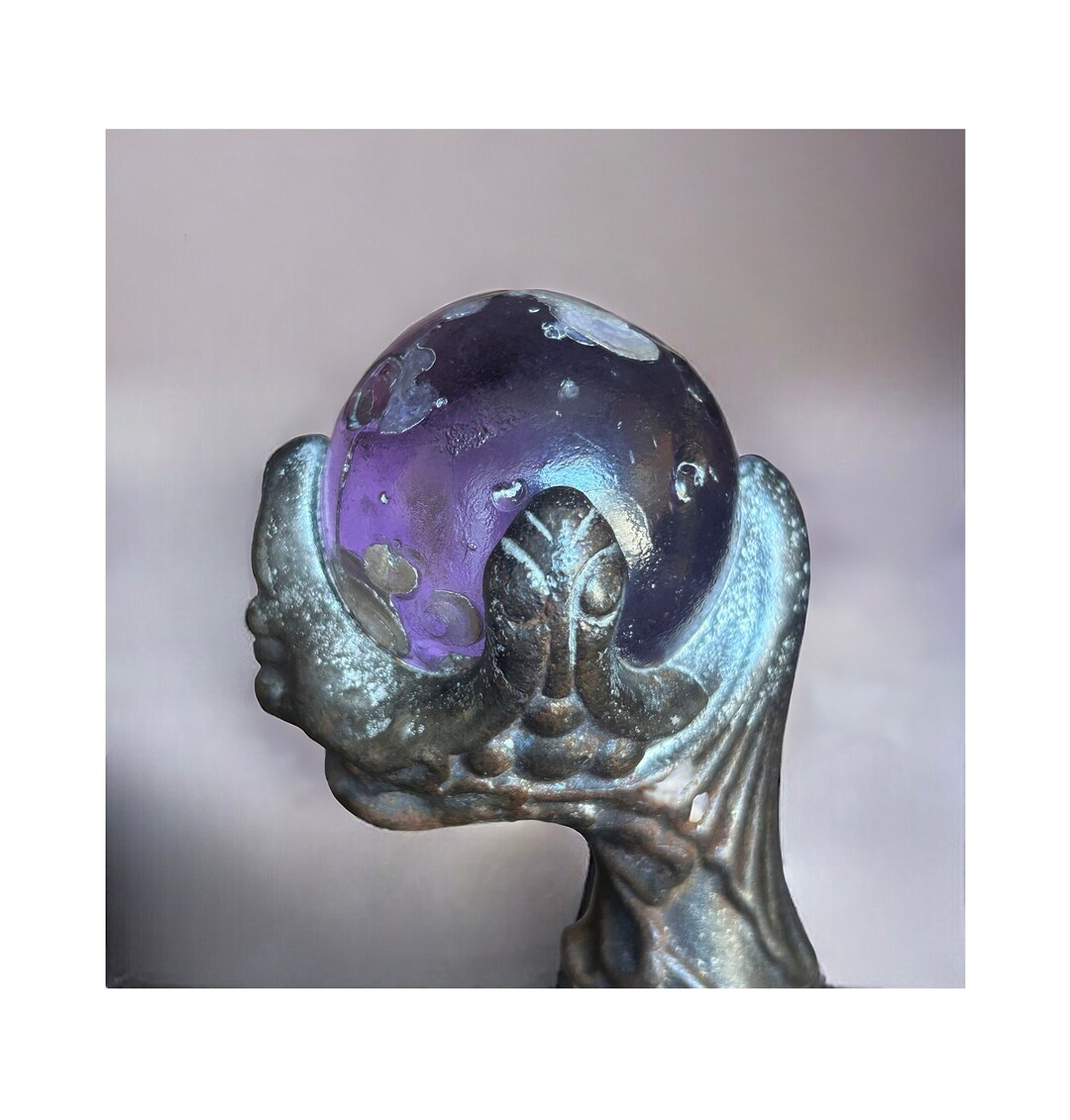 Rare Cast Iron Claw Foot With Purple Glass Ball, Cast Iron Claw Foot ...