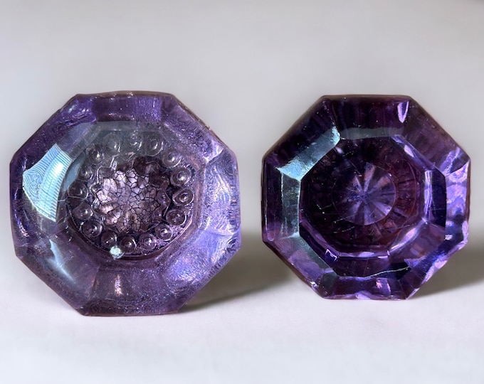 Antique 8 Point Amethyst Glass Door Knobs, Lavender Glass Door Knobs, Antique Purple Door Knobs ...