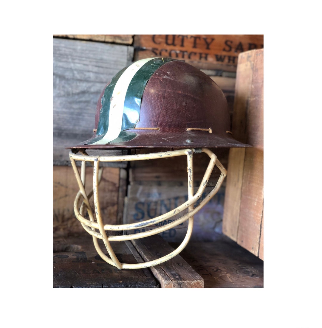 Vintage Schutt Football Helmet, Homemade Quirky Aluminum Hard Hat Football Helmet, Vintage 1950 ...