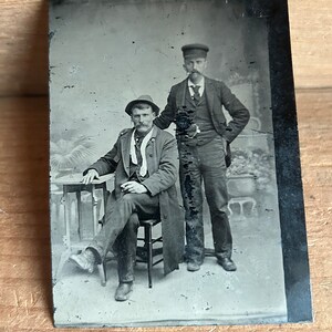 Antique Tintype Photograph: Train Conductor and Friend, Victorian ...