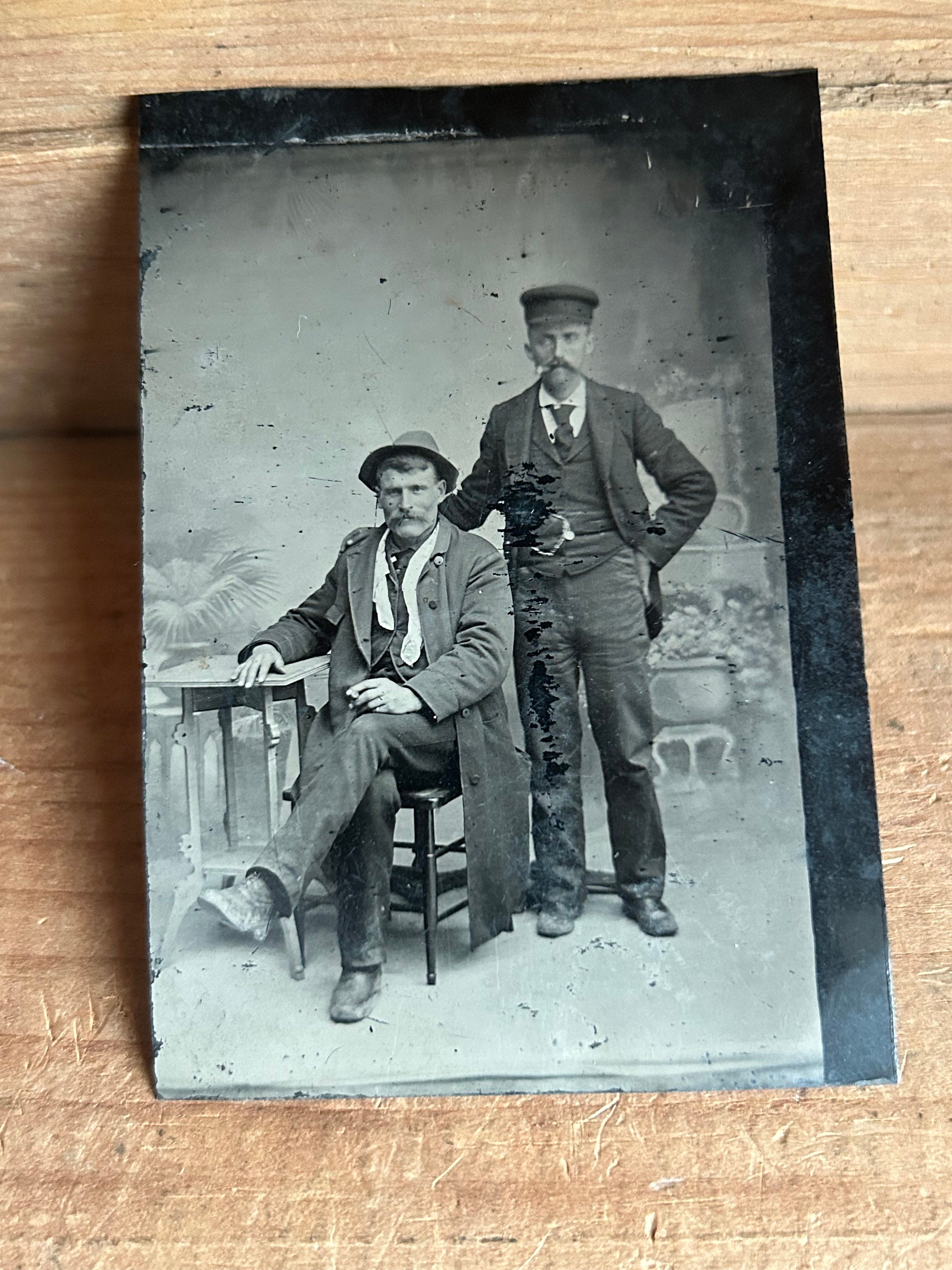 Antique Tintype Photograph: Train Conductor and Friend, Victorian ...