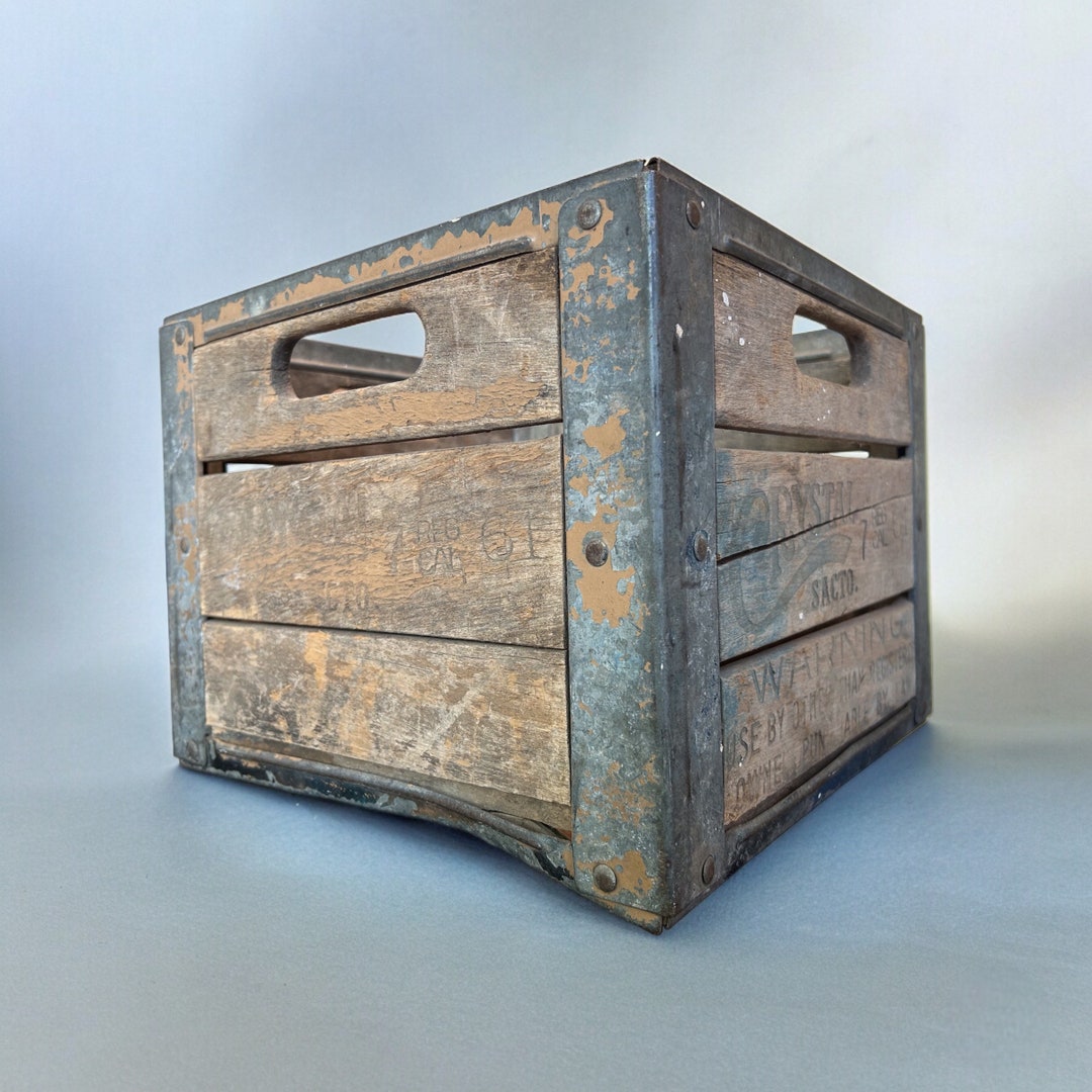 Wood and Metal Crate, Vintage Beverage Crate, Crystal Beverages ...