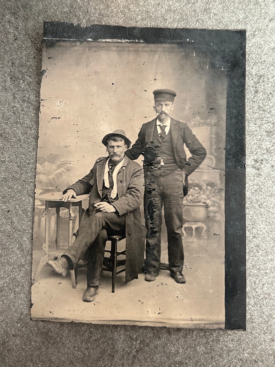 Antique Tintype Photograph: Train Conductor and Friend, Victorian ...