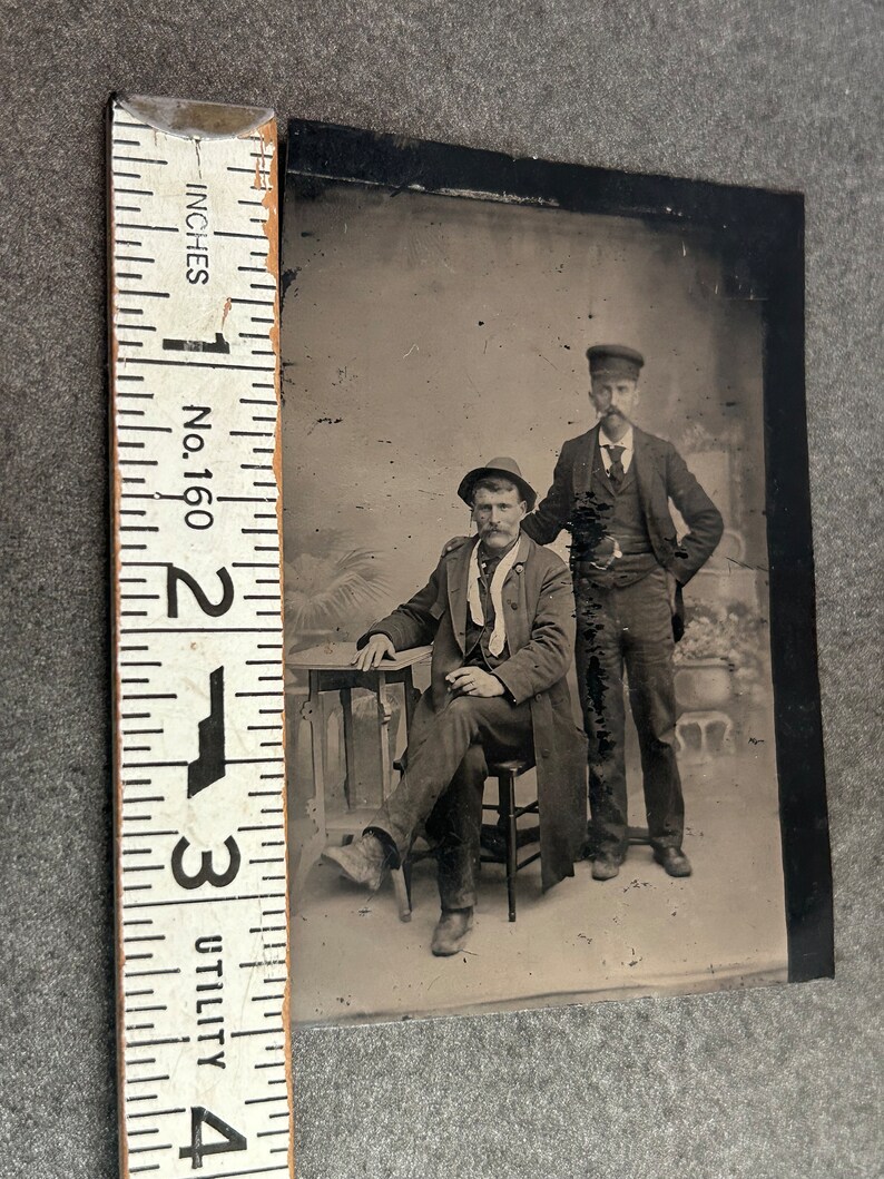 Antique Tintype Photograph: Train Conductor and Friend, Victorian ...