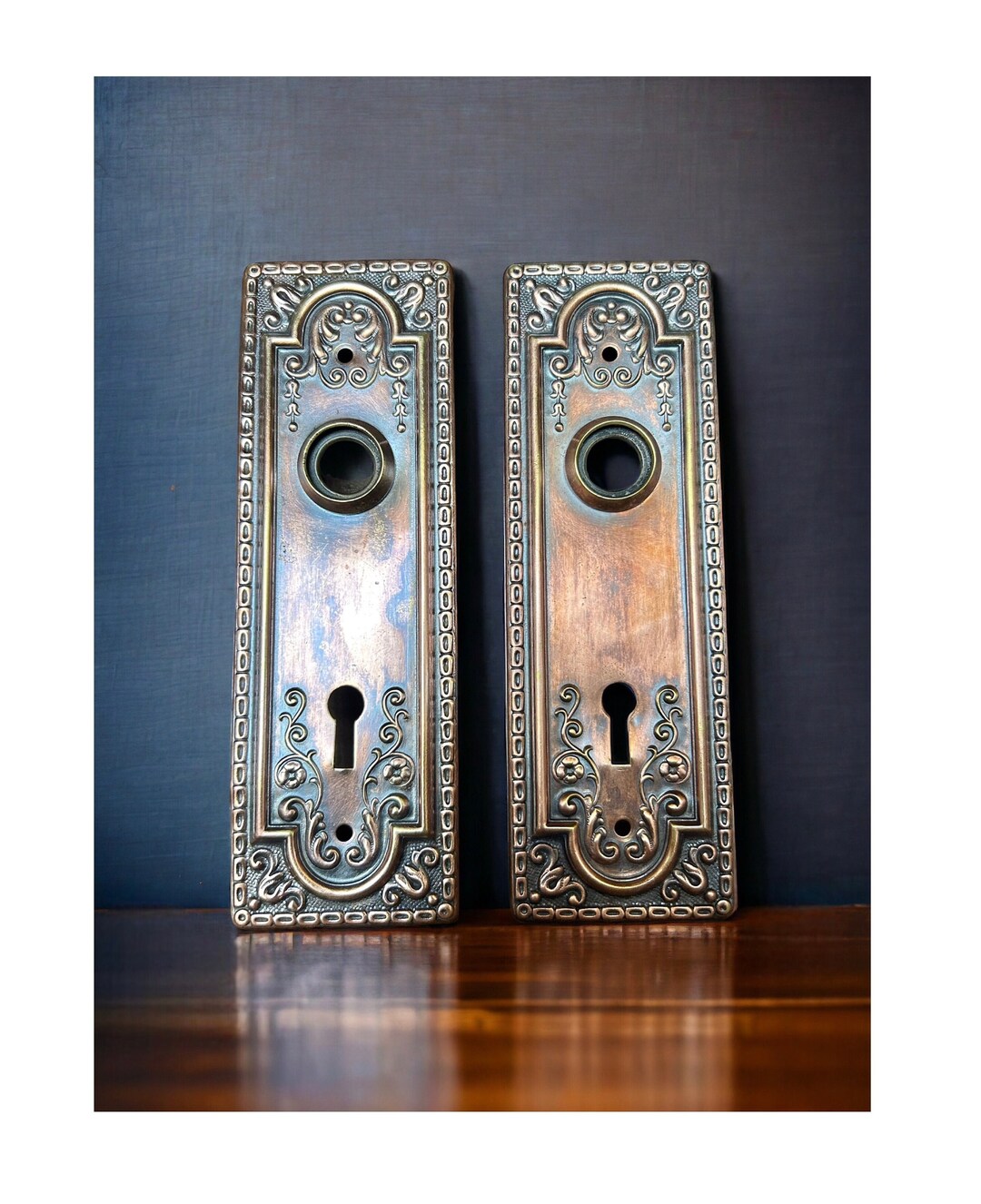 Set of 2 Victorian Door Back Plates, Antique Metal Door Plates ...