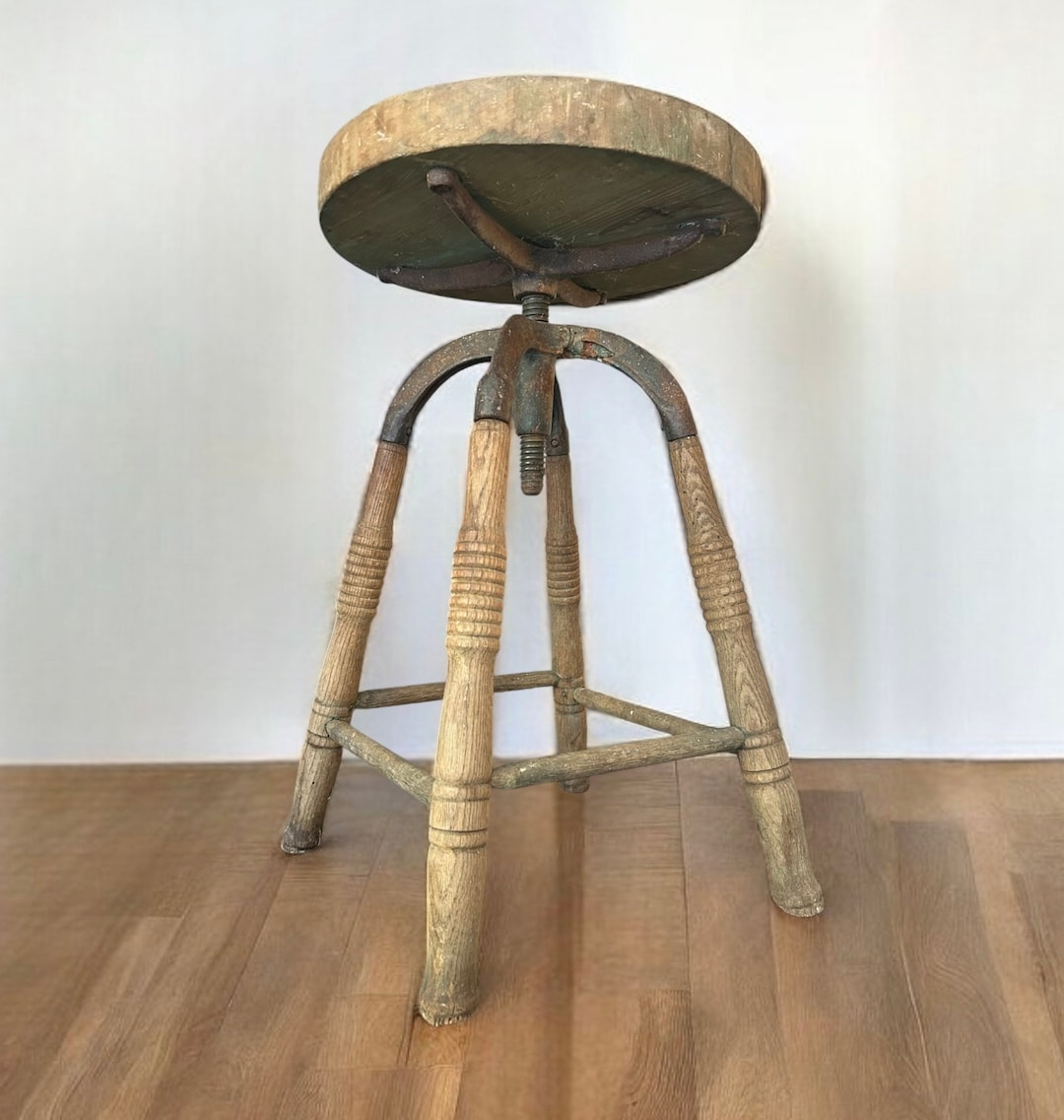 Antique Industrial Swivel Stool: Wood & Metal Machinist Stool - Etsy
