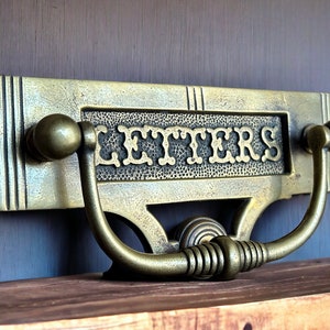 Sleek Antique Gold Letter Slot, Antique Gold Toned Mail Slot, Vintage ...