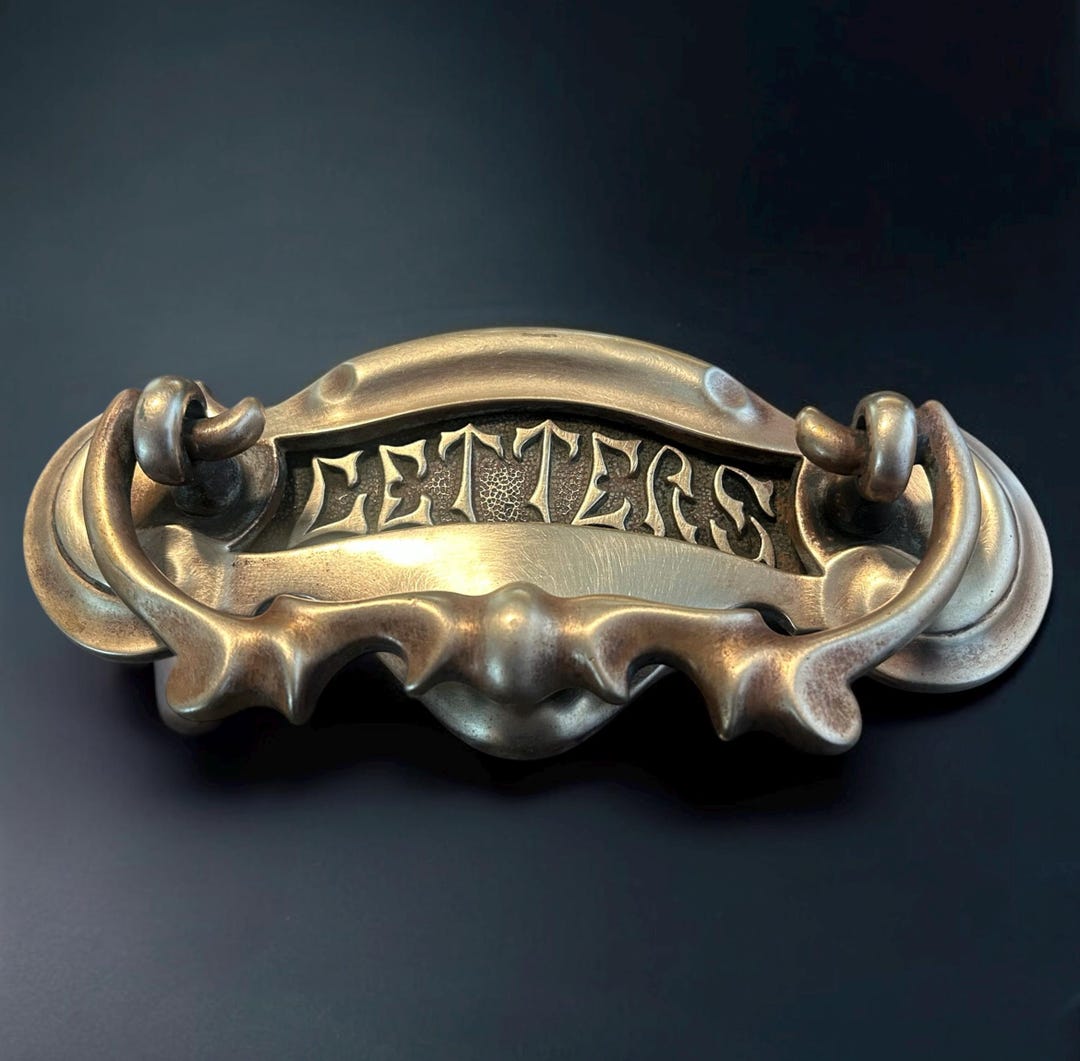 Art Nouveau Letter Slot, Antique Cast Iron Mail Slot, Brass Gold Mail ...