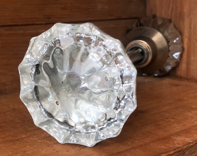 Crystal Door Knob, 12 Point Glass Door Knobs, Vintage Clear Glass Door Knob Set, Architectural ...