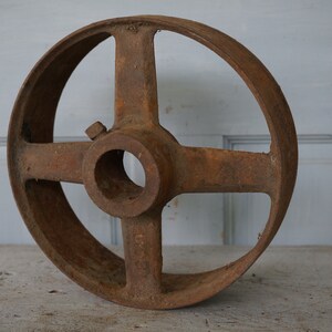 Antique Cast Iron Factory Cart Wheel, Rustic Americana, Industrial ...