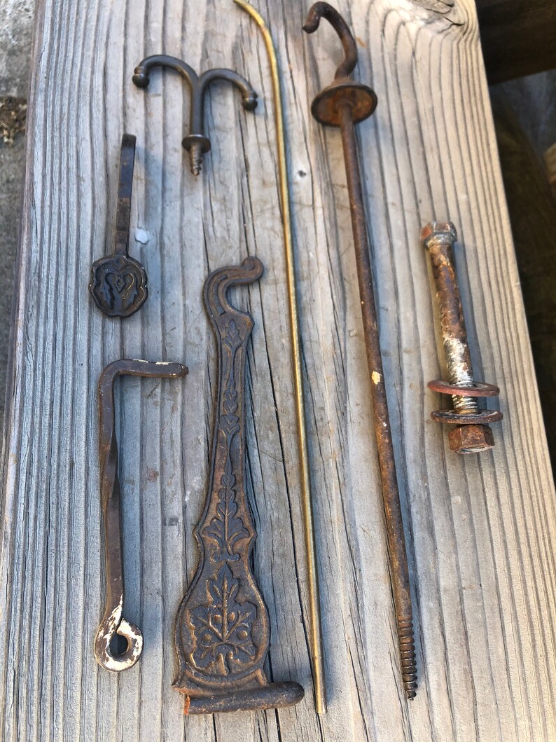 Set of 7 Antique Victorian Cast Iron Hooks Double Arm Hook - Etsy
