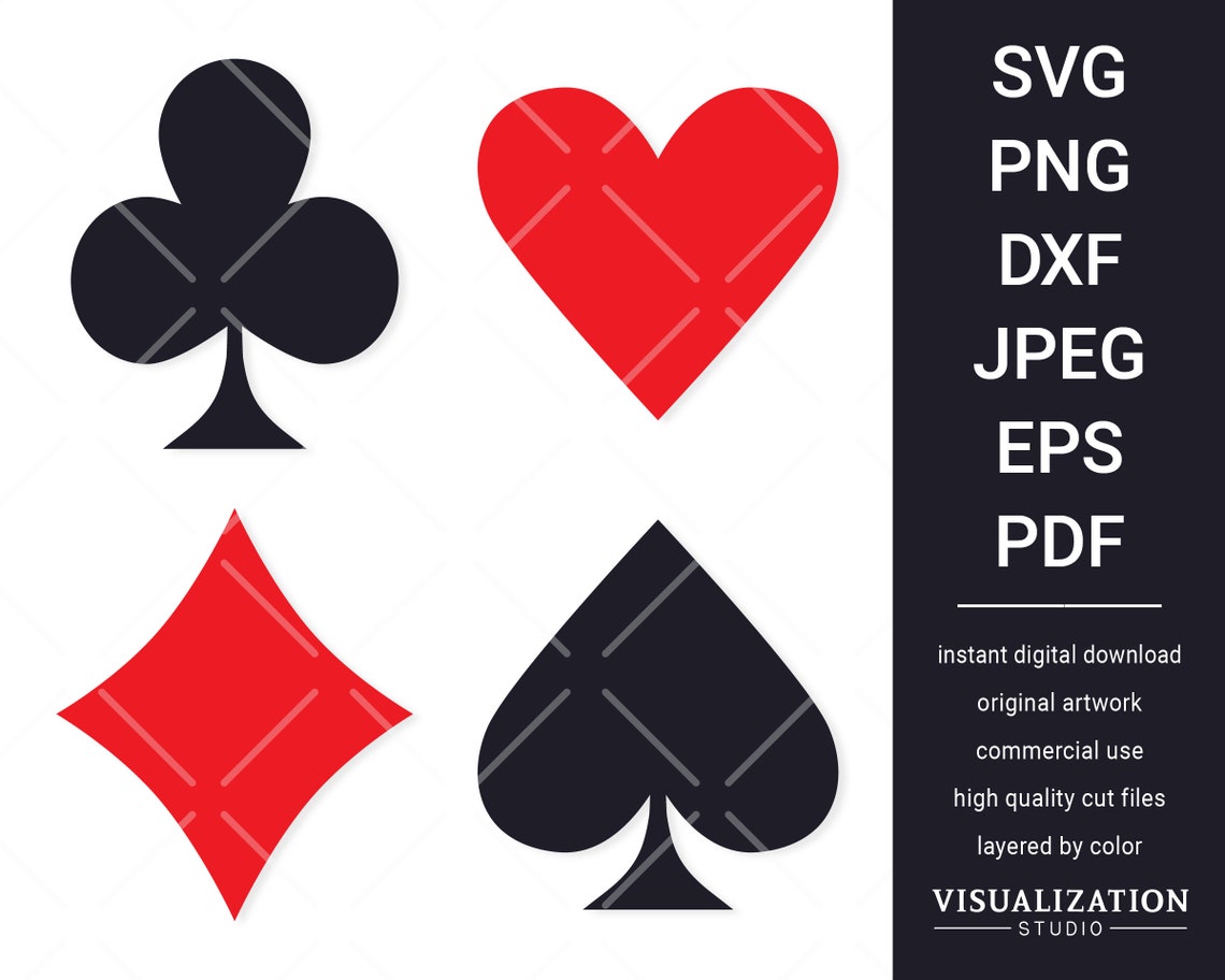 Playing Card Suits Vector Clipart Set INSTANT DIGITAL - Etsy
