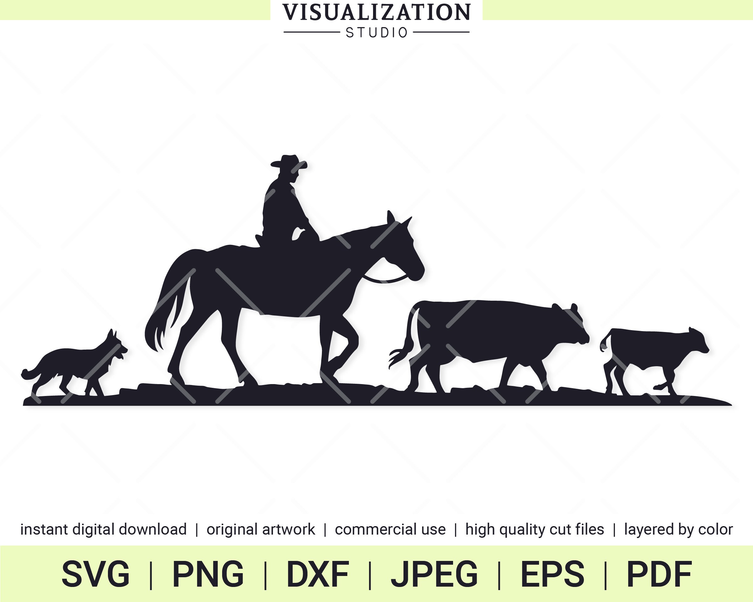 Western Cattle Drive Silhouettes
