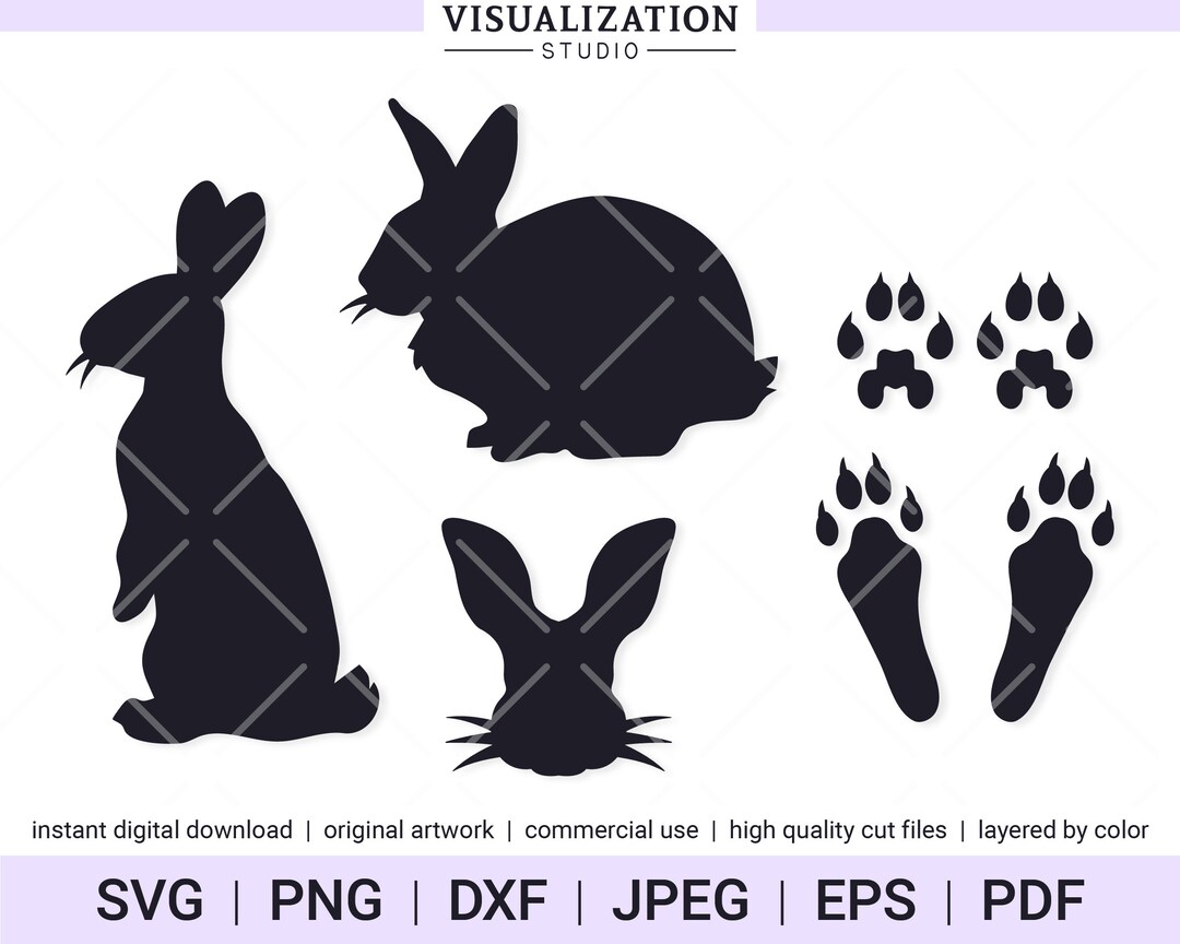 Bunny Rabbit Shapes Vector Clipart Set INSTANT DIGITAL DOWNLOAD Svg Png ...