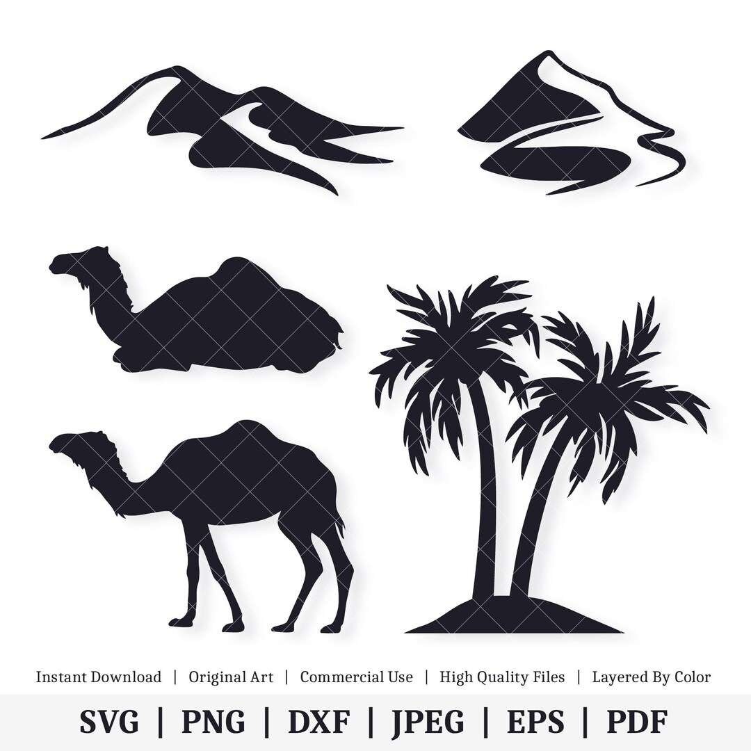 Camels in the Desert | Vector Bundle | INSTANT DIGITAL DOWNLOAD | Svg ...