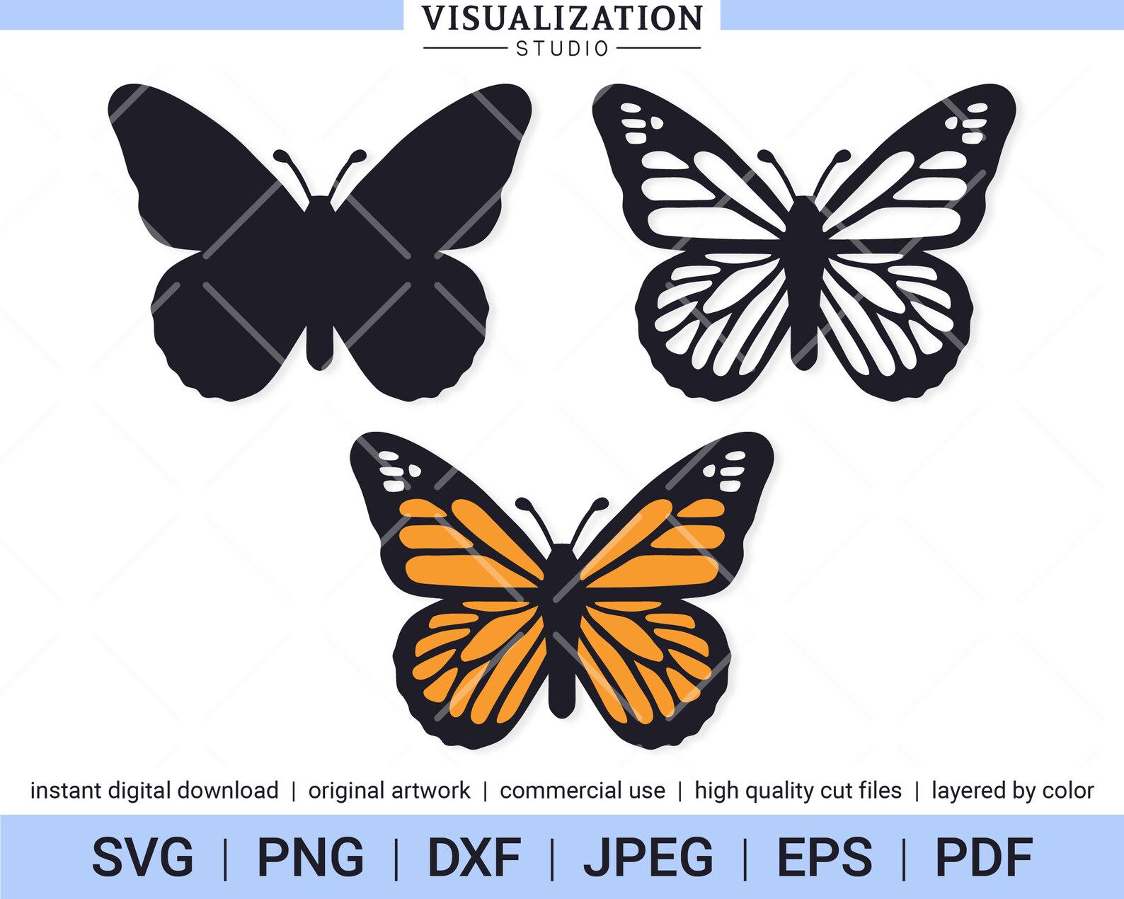 Monarch Butterfly Vector Clipart Set INSTANT DIGITAL DOWNLOAD Svg Png ...