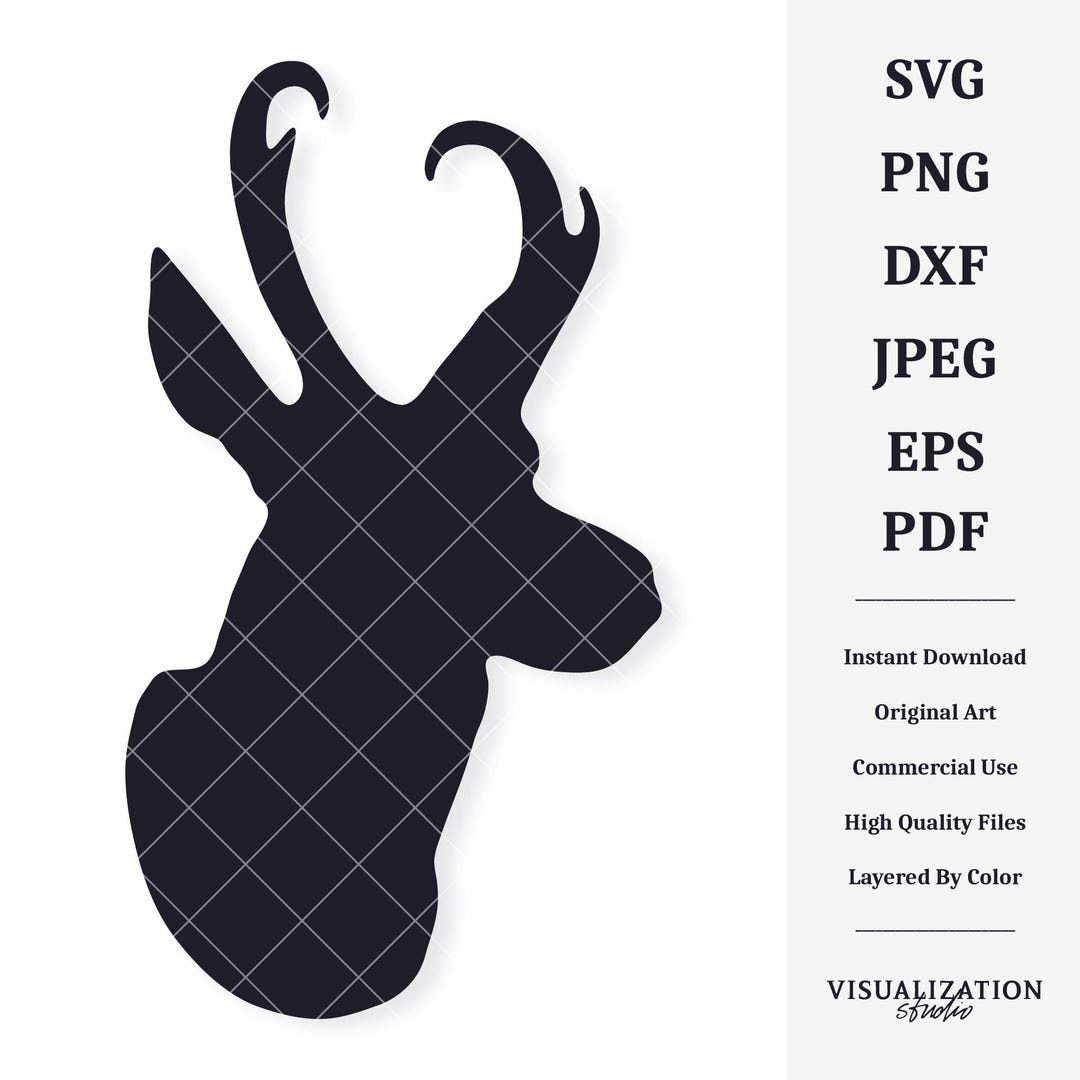Pronghorn Antelope Head | Vector Artwork | INSTANT DIGITAL DOWNLOAD ...