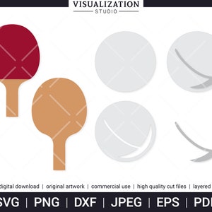 Ping Pong Ball and Paddle Vector Clipart Set INSTANT DIGITAL DOWNLOAD ...