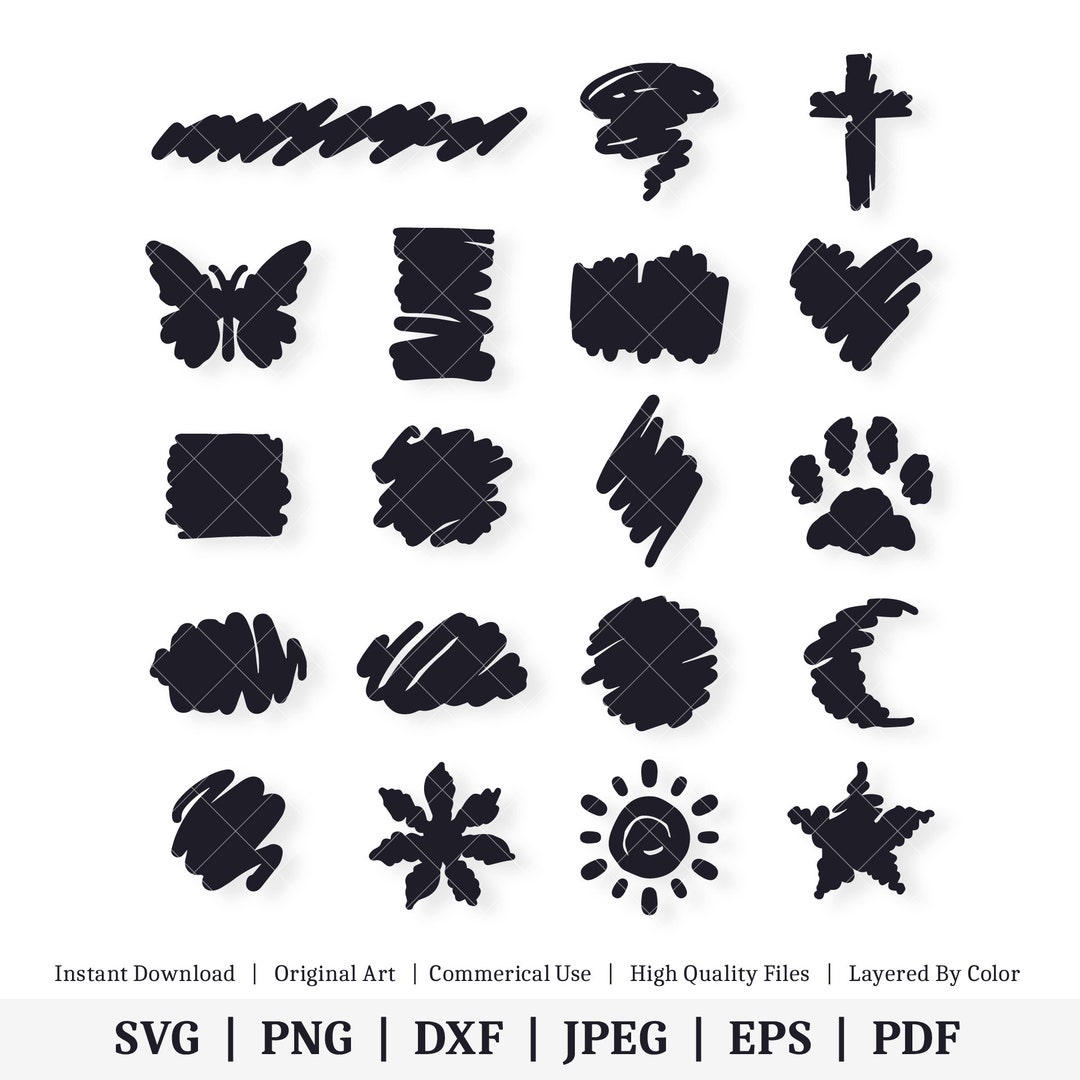 Scribble Shapes Vector Bundle INSTANT DIGITAL DOWNLOAD Svg Png Dxf Jpeg ...