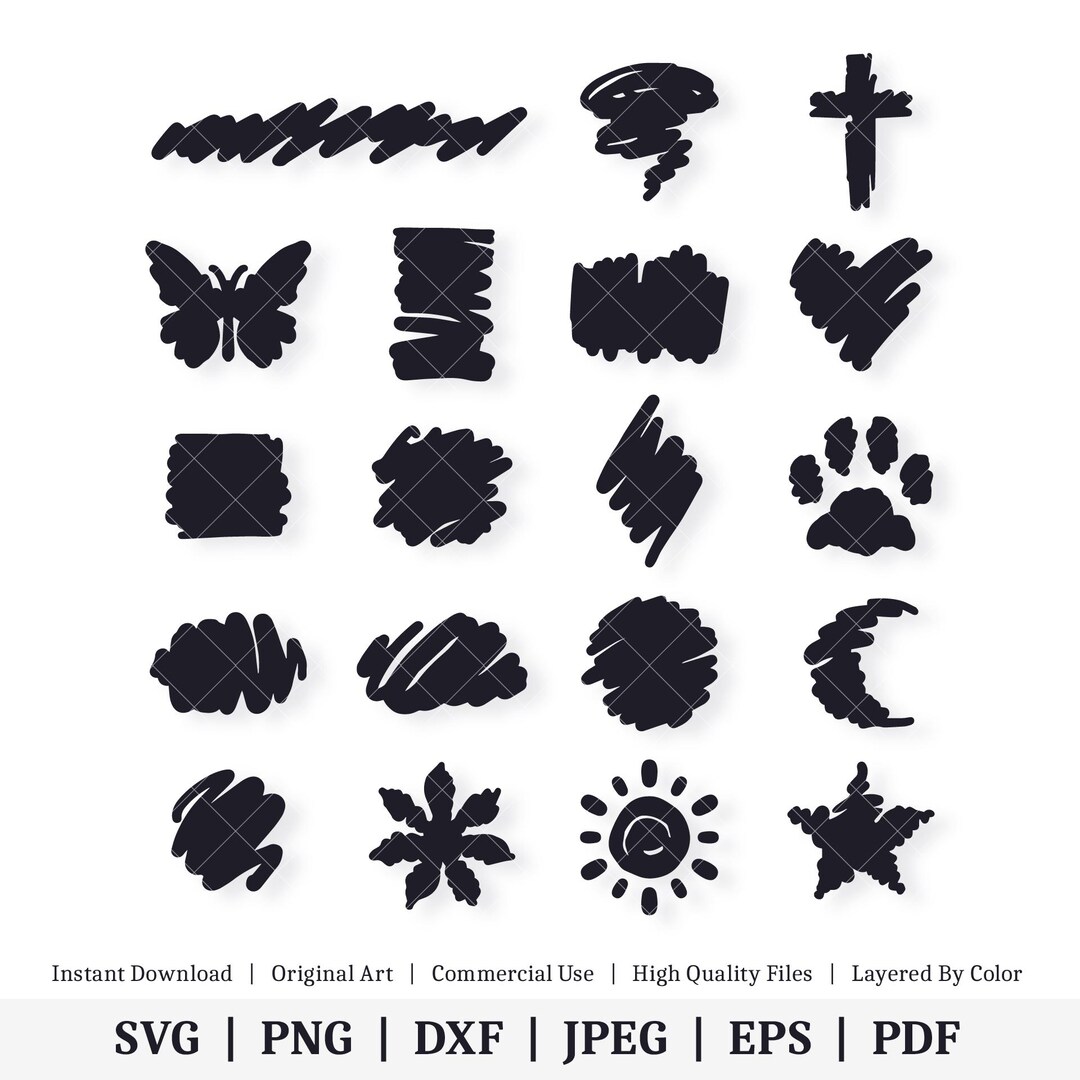 Scribble Shapes | Vector Bundle | INSTANT DIGITAL DOWNLOAD | Svg | Png ...