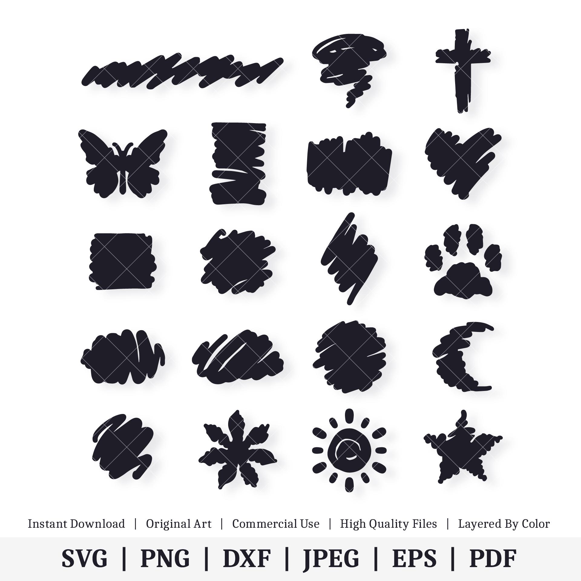 Scribble Shapes | Vector Bundle | INSTANT DIGITAL DOWNLOAD | Svg | Png ...