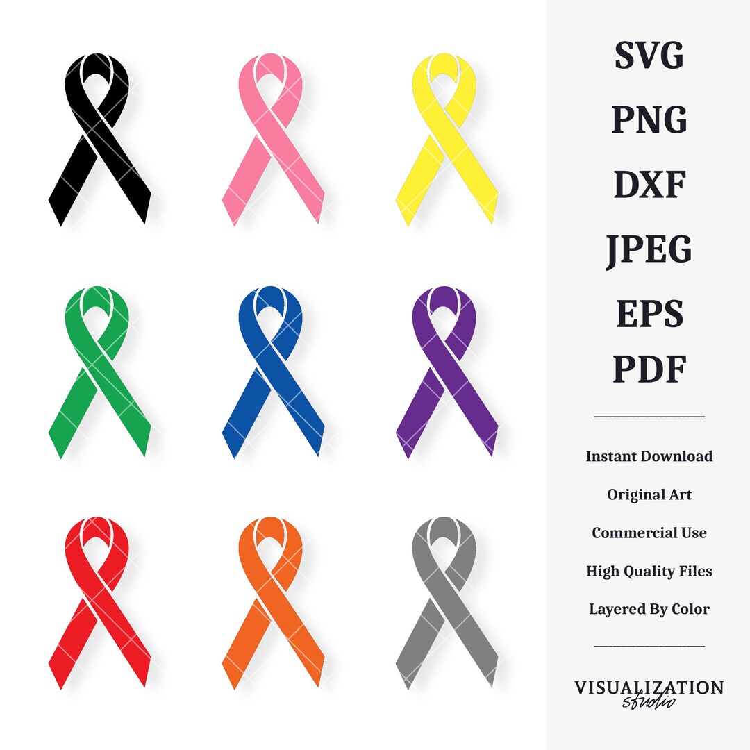 Simple Awareness Ribbons Vector Bundle INSTANT DIGITAL DOWNLOAD Svg Png ...