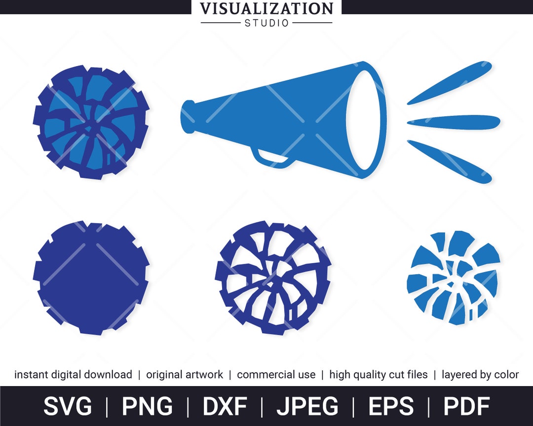 Cheer Pom Pom and Megaphone Vector Clipart Set INSTANT - Etsy