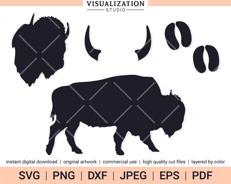 American Bison Shapes Vector Clipart Set INSTANT DIGITAL - Etsy
