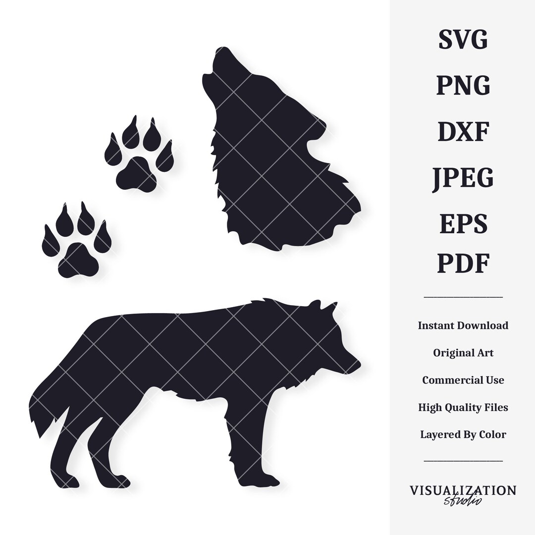 Wolf Shapes Vector Bundle INSTANT DIGITAL DOWNLOAD Svg Png Dxf Jpeg Eps ...