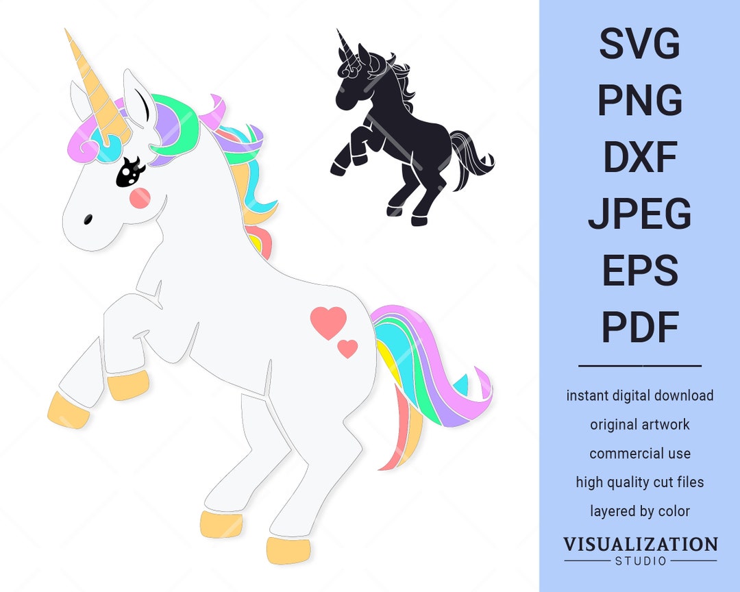 Rainbow Unicorn Vector Clipart INSTANT DIGITAL DOWNLOAD Svg Png Dxf ...