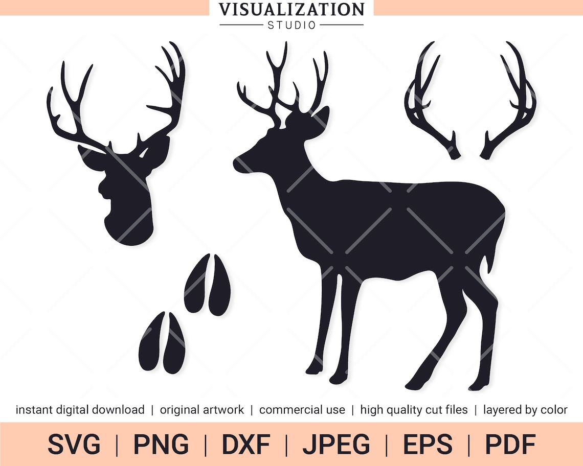 Mule Deer Shapes Vector Clipart Set INSTANT DIGITAL | Etsy