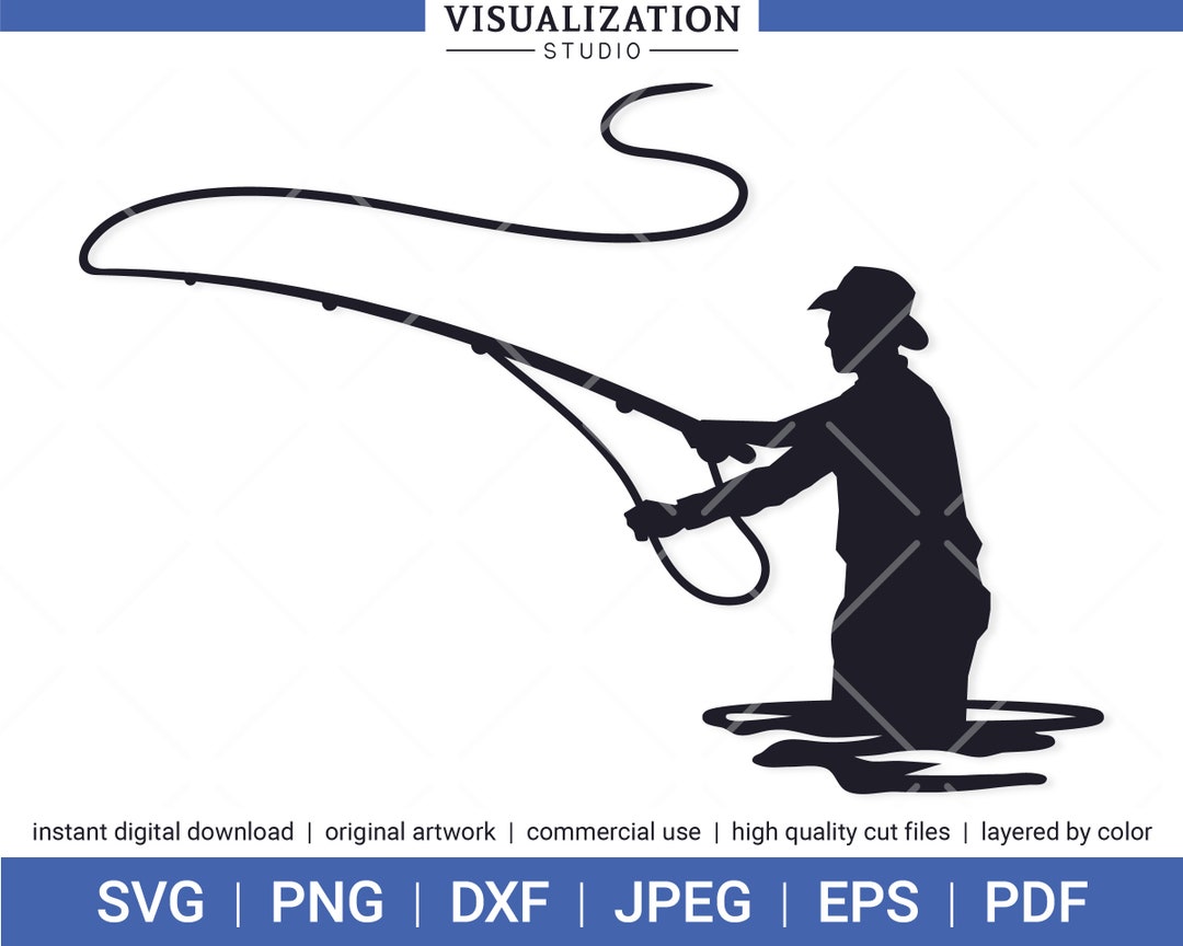 Fly Fishing Man Vector Clipart INSTANT DIGITAL DOWNLOAD Svg Png Dxf ...