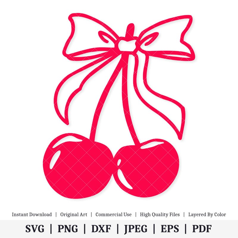 Cherry Heart Bow Decal - Etsy
