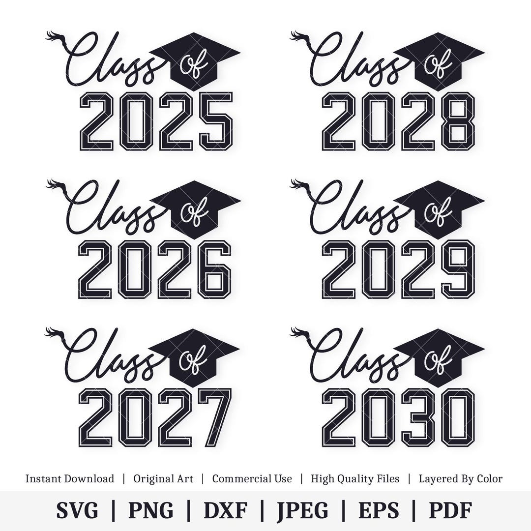 Class of 2025 to 2030 | Graduation | Vector Bundle | INSTANT DIGITAL ...