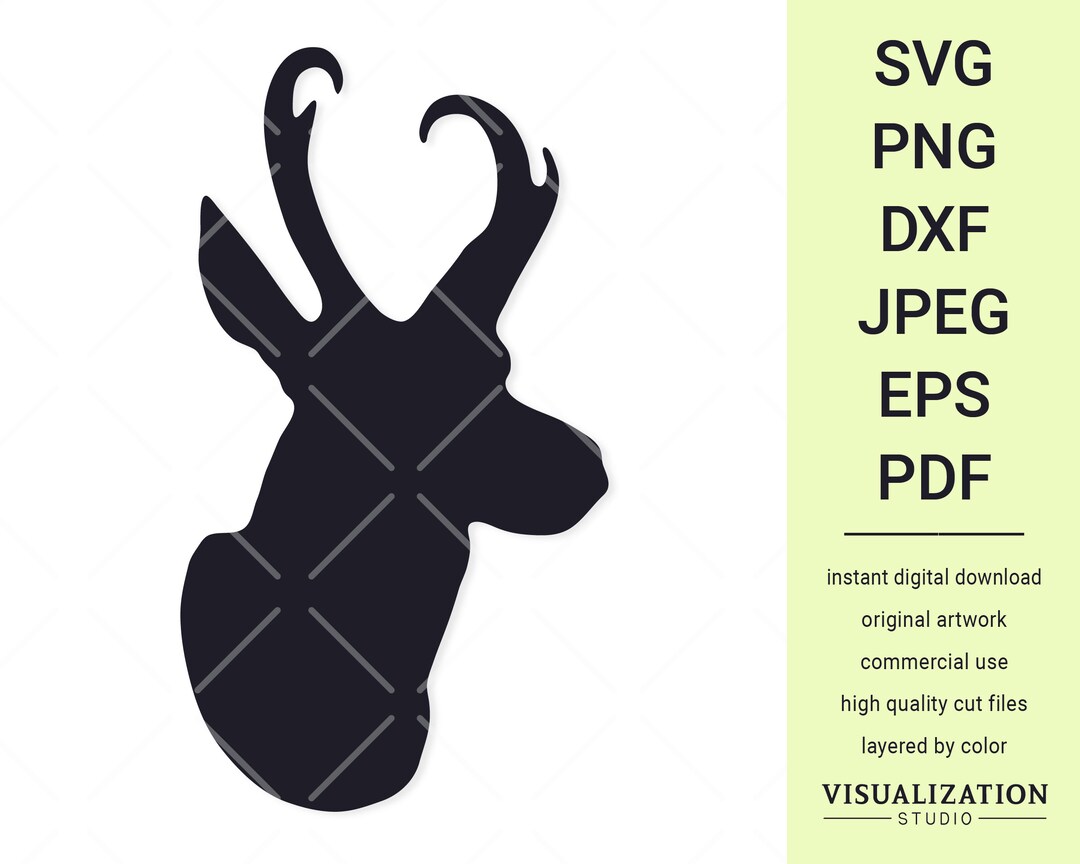 Pronghorn Antelope Head Vector Clipart INSTANT DIGITAL DOWNLOAD Svg Png ...