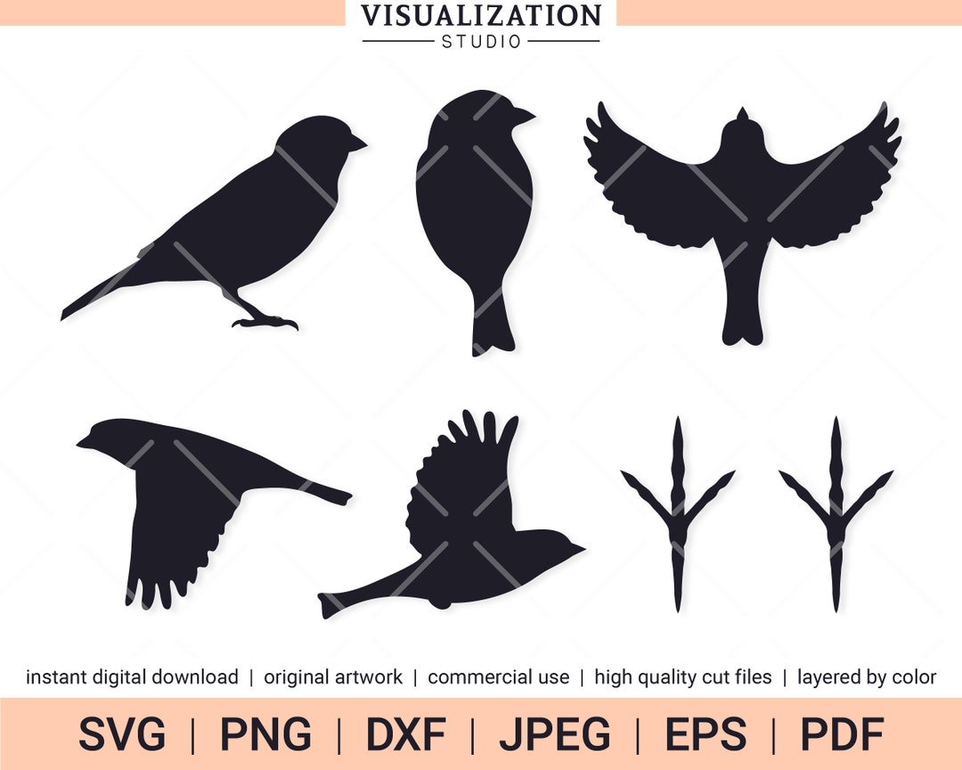 Sparrow Bird Shapes Vector Clipart Set INSTANT DIGITAL DOWNLOAD Svg Png ...